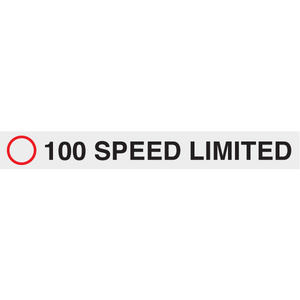 100 Speed Limited 680 x 80mm Reflective Sign - Long Life Sticker
