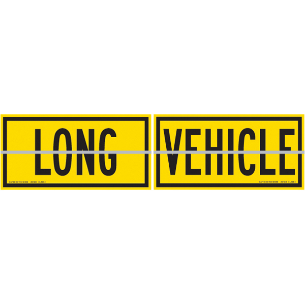 LONG VEHICLE Hinged 2 Piece 600 x 300mm Reflective Sign - Aluminium Plate
