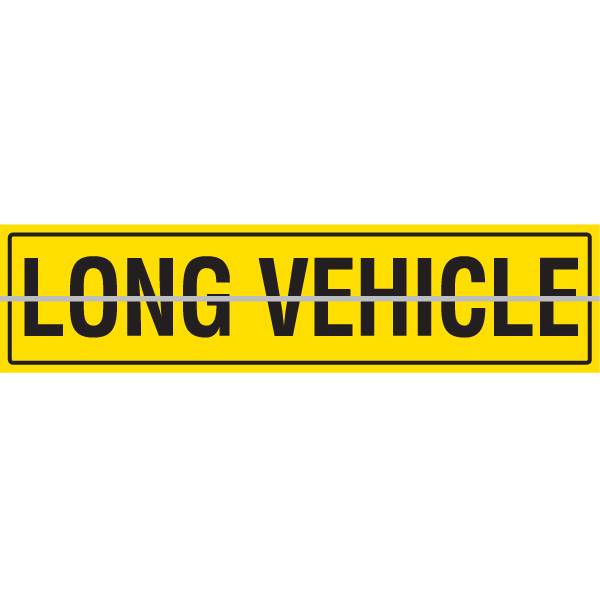 LONG VEHICLE Hinged 1200 x 300mm Reflective Sign - Aluminium Plate