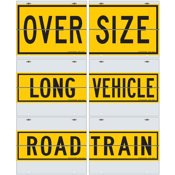OVER SIZE / ROAD TRAIN / LONG VEHICLE Hinged 2 Piece 600 x 490mm Class ...