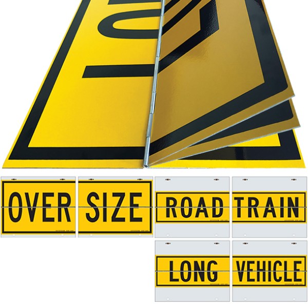 OVER SIZE / ROAD TRAIN / LONG VEHICLE Hinged 2 Piece 600 x 490mm Class ...