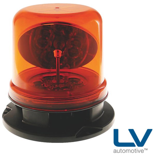 LED Rotating Beacon With Fixed Mount Base - Amber