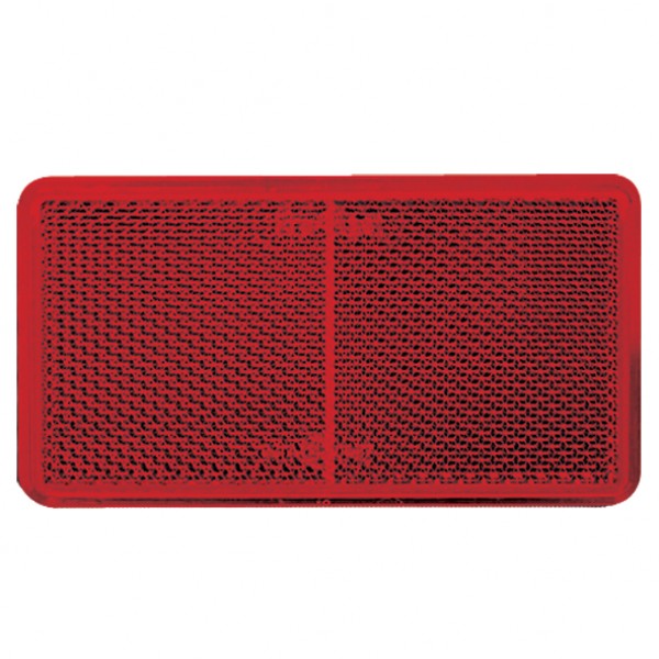 Clear Retro Reflector with Self Adhesive 105 x 55mm - Red