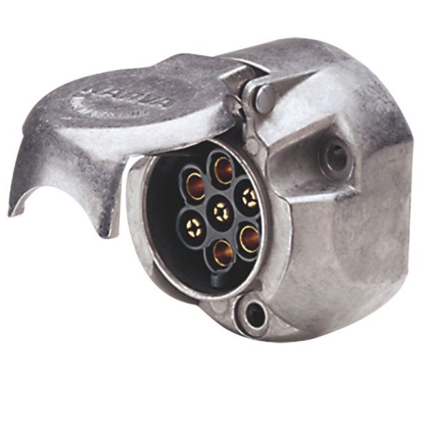 7 Pin Large Round Trailer Socket - Metal