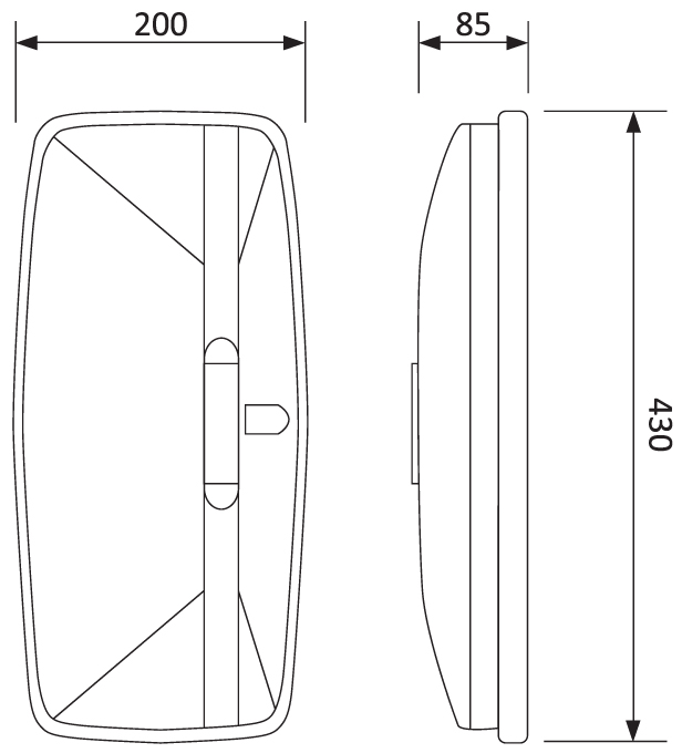 430mm Split Flat & Convex Glass 2 Piece Mirror Head - Left Hand
