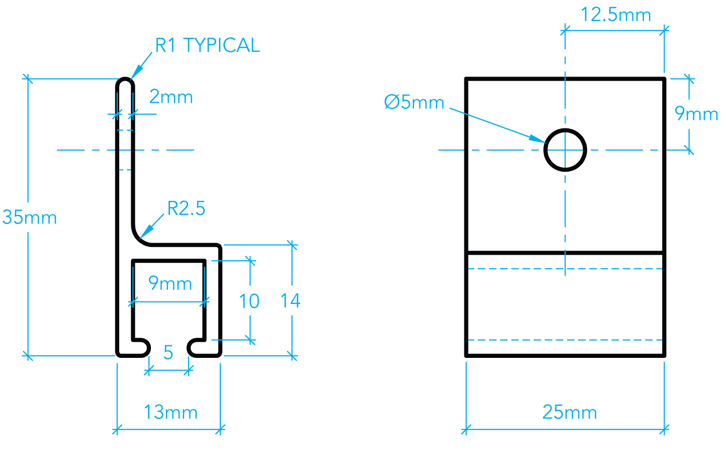 H Type Anti Spray Clip - Aluminium