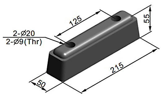 Black Bump Stop Rubber - 215 x 50 x 55mm
