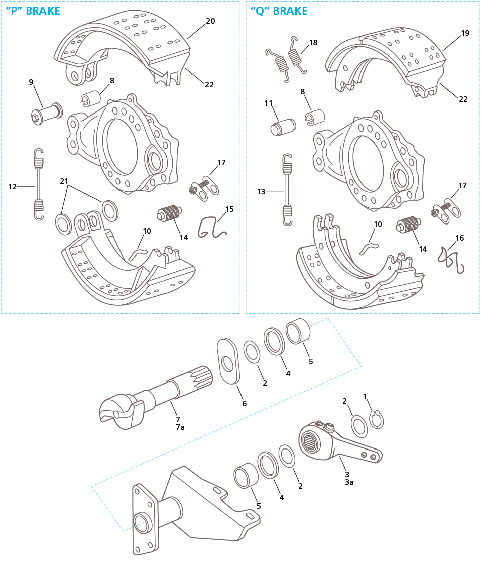 Meritor Q & P 16.5” x 5”, 6”, 7” Brake