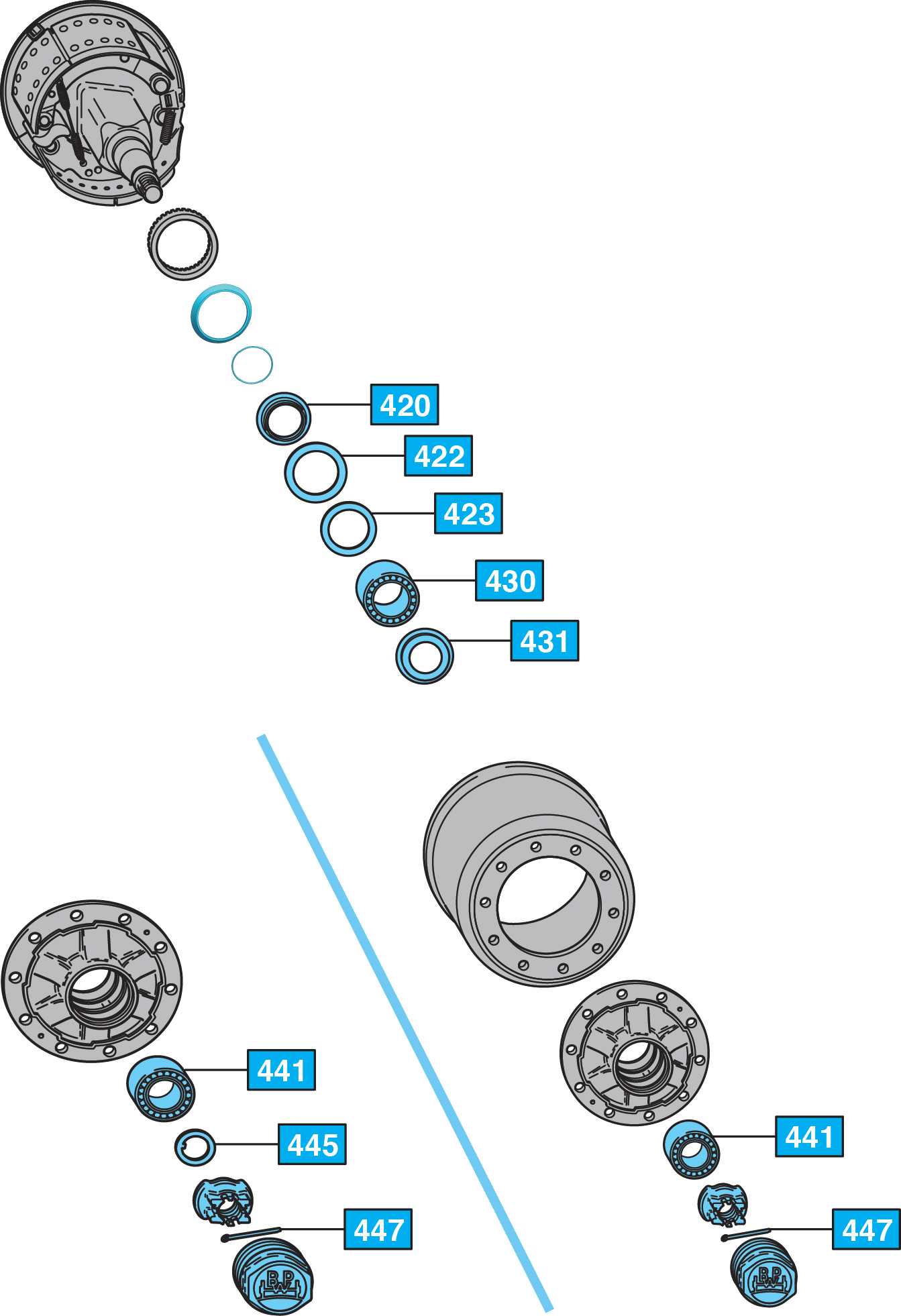 BPW Non ECO Hub Kit - 10 tonne non ECO grease hub | Truck and Trailer ...