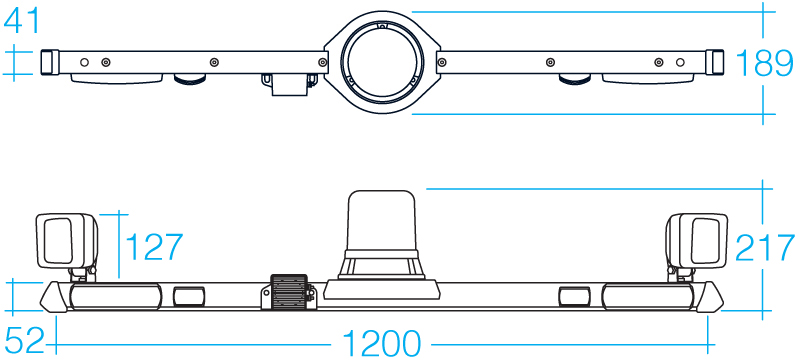 Narva Utility Bar with LED Rotating Beacon & LED Work Lamps - 1.2m