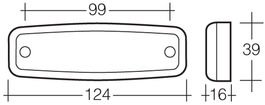 Narva Model 20 LED Marker Lamps with In-Built Retro Reflector - 124 x 39mm