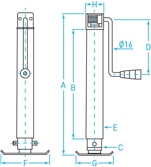 Side Wind Jockey Leg - 3180kg Capacity