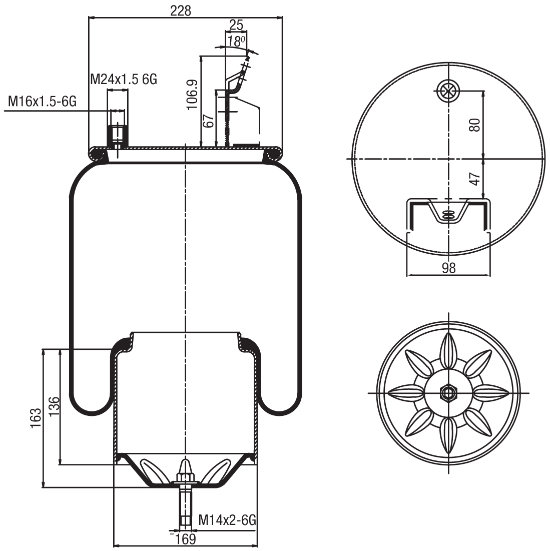Air Spring Assembly - Volvo FM380/400. 2007 Onward / Truck