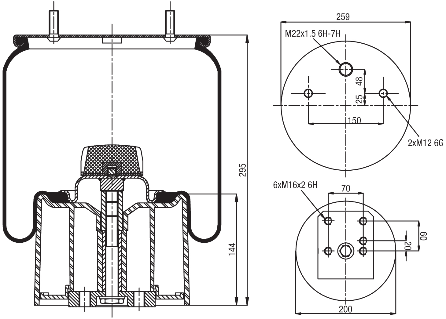Air Spring Assembly - BPW Type 30K c/w Piston / Trailer