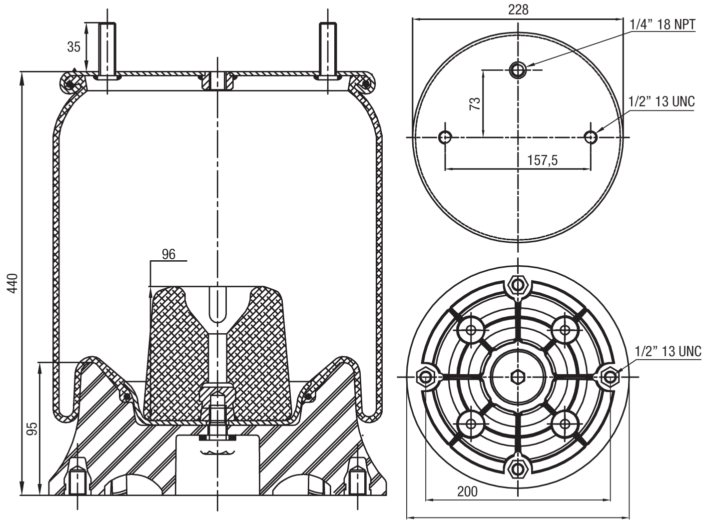 Air Spring Assembly - Meritor FL9000M Flexair OverSlung / Truck