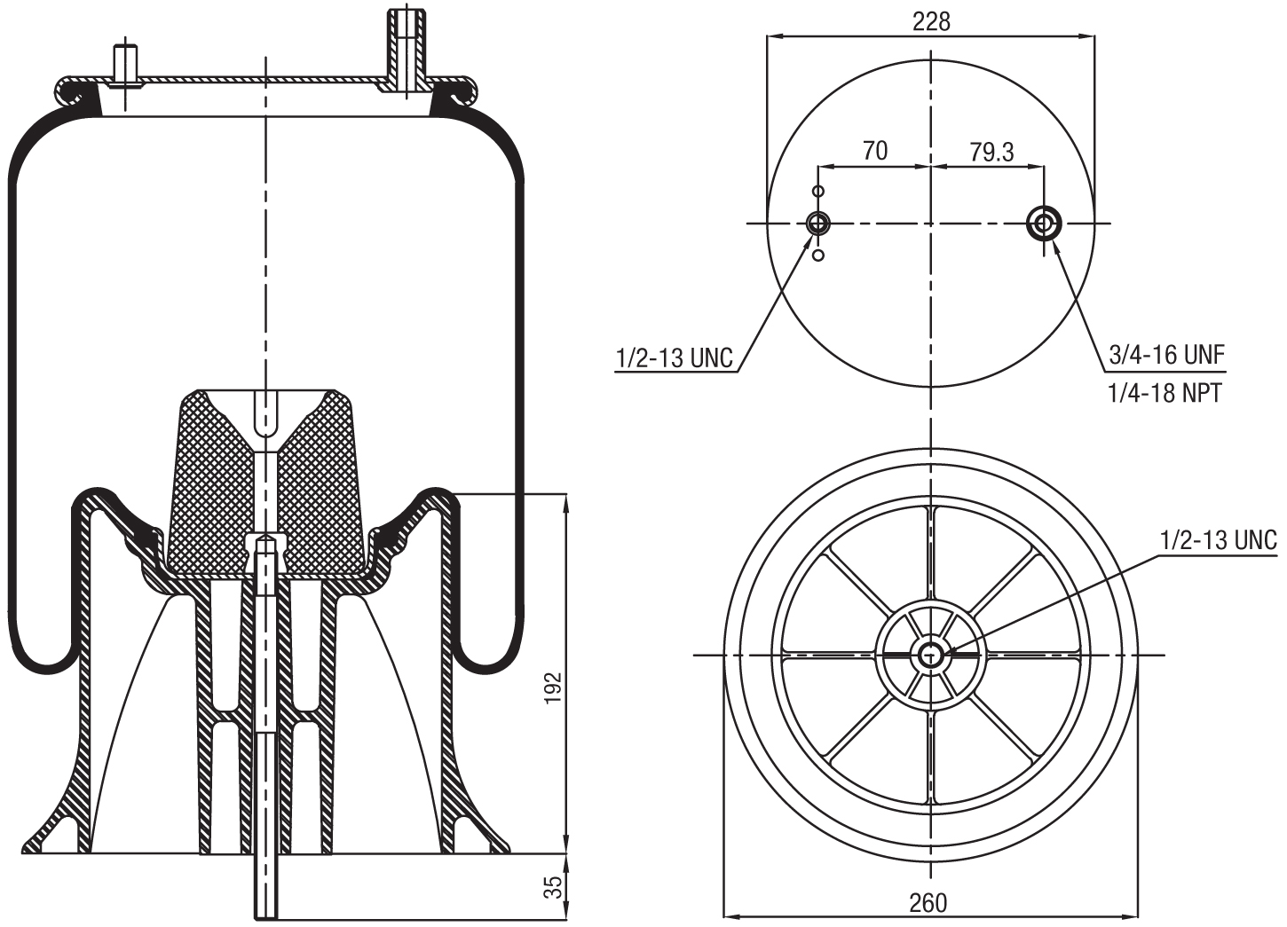 Air Spring Assembly - Neway AD246 Drive 10" Ride Height / Trailer
