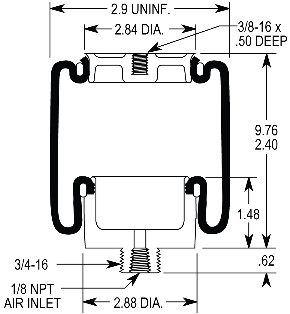 Air Spring Assembly - Kenworth Cab Suspension / Truck