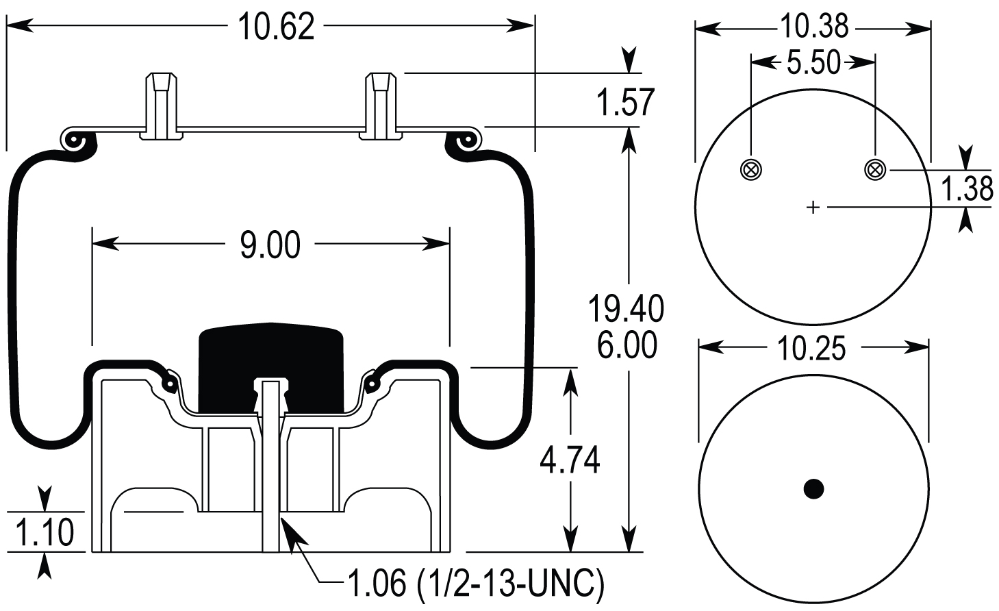 Air Spring Assembly - Intrax AA230 15" & 17" Ride Height / Trailer