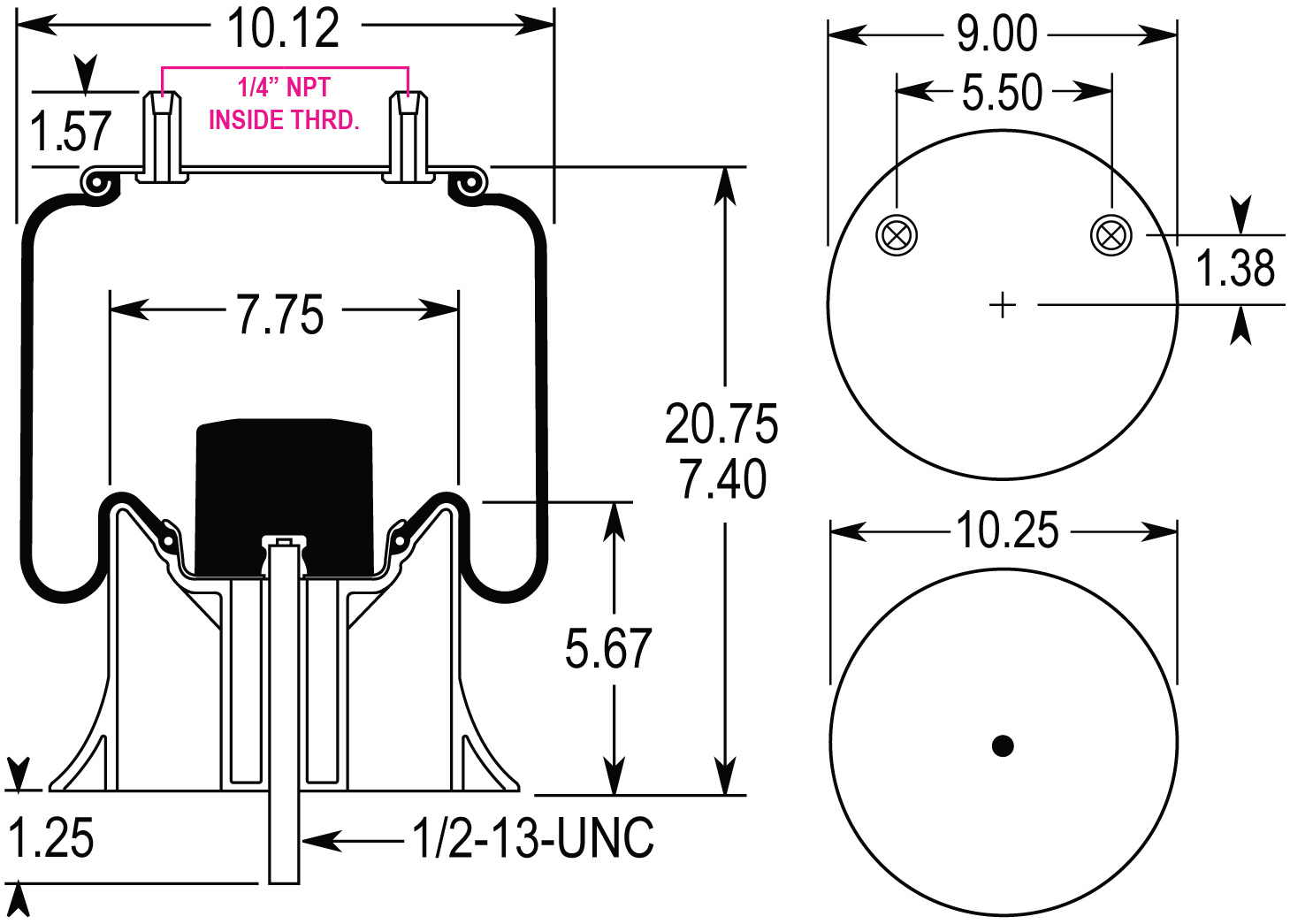 Air Spring Assembly - Hendrickson Intrax 6.5" & 7.5" / Trailer