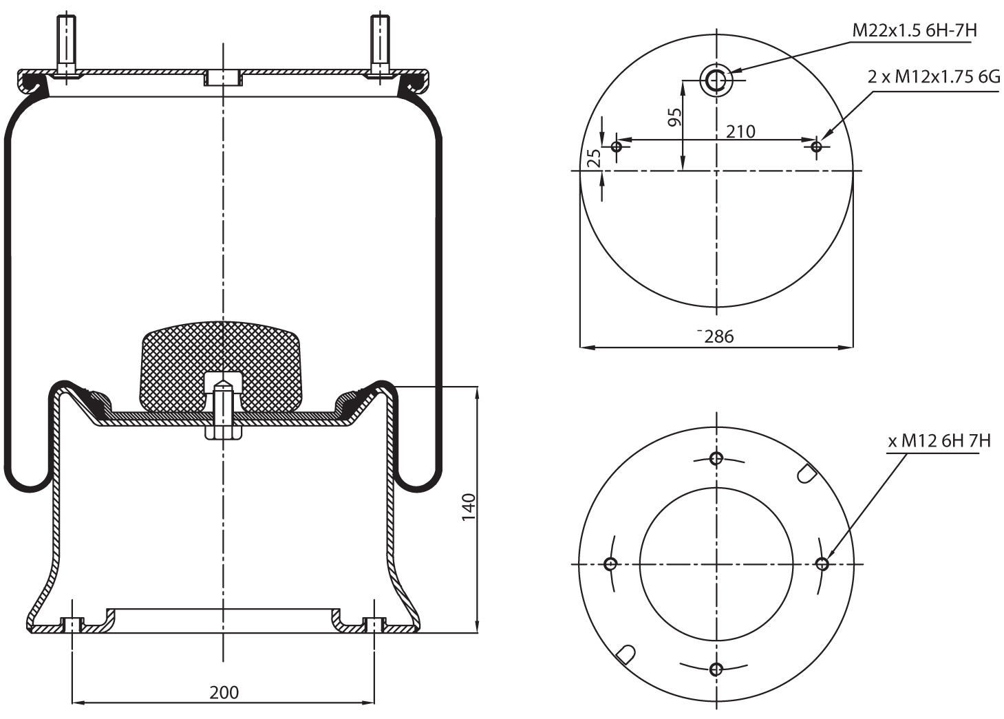 Air Spring Assembly - TMC Air 11T / Truck, Trailer