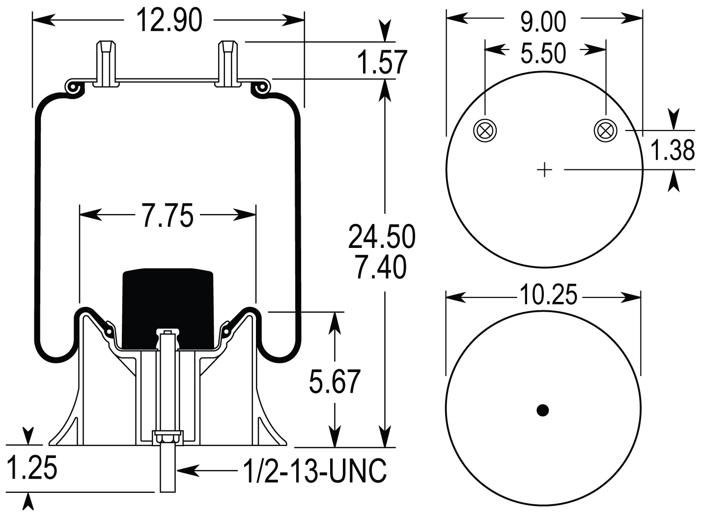 Air Spring Assembly - Intrax 14" to 17" / Trailer