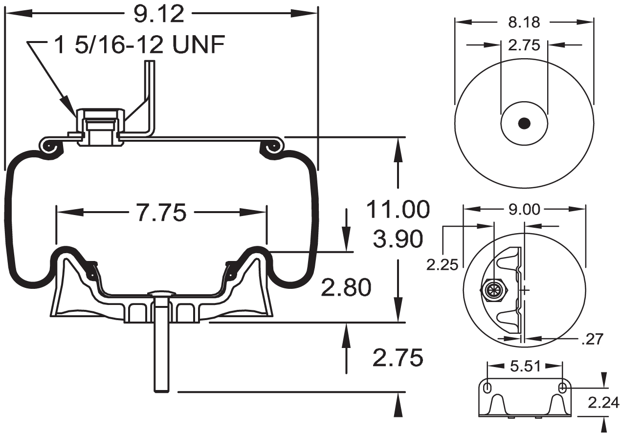 Air Spring Assembly - Kenworth Airglide 200/400 C81-1004