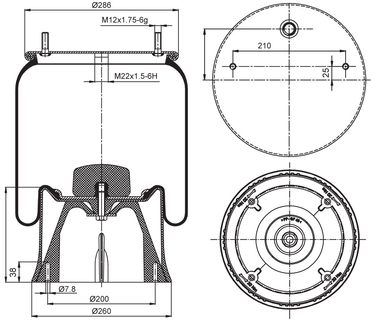 Air Spring Assembly - SAF Intra 350 Dia. / Trailer