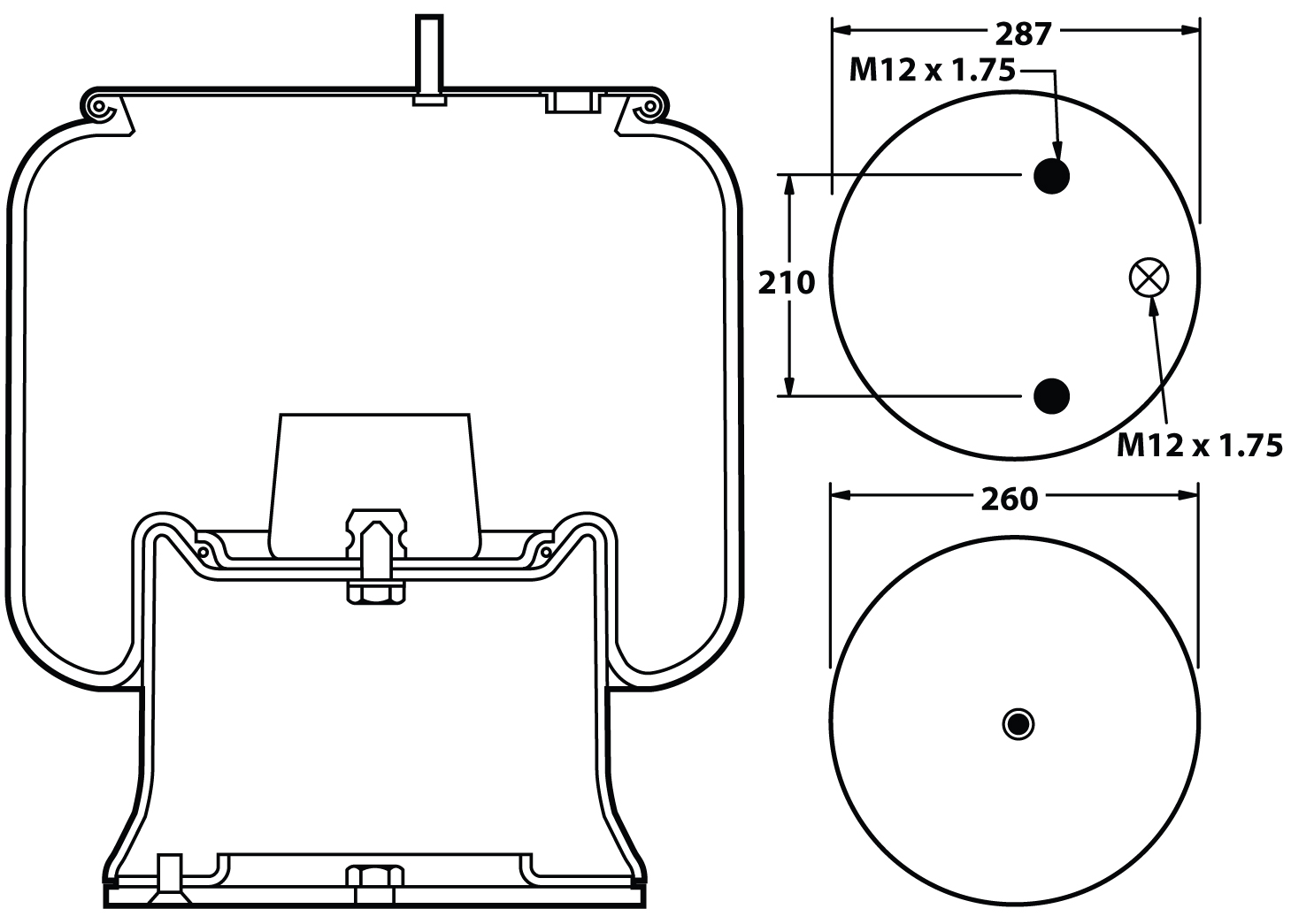 Air Spring Assembly - SAF 2924V with Plastic Base