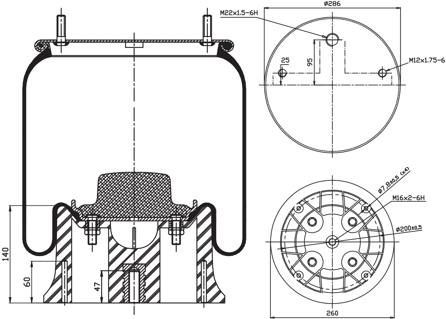Air Spring Assembly - SAF 2919V Intradisc / Intradrum