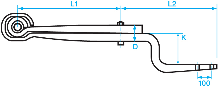 Parabolic Spring, 2 Leaf, Cranked - BPW 0508213240