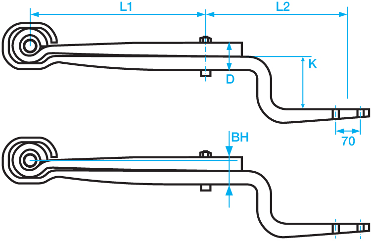 Parabolic Spring, 2 Leaf, Cranked - BPW 0508213240