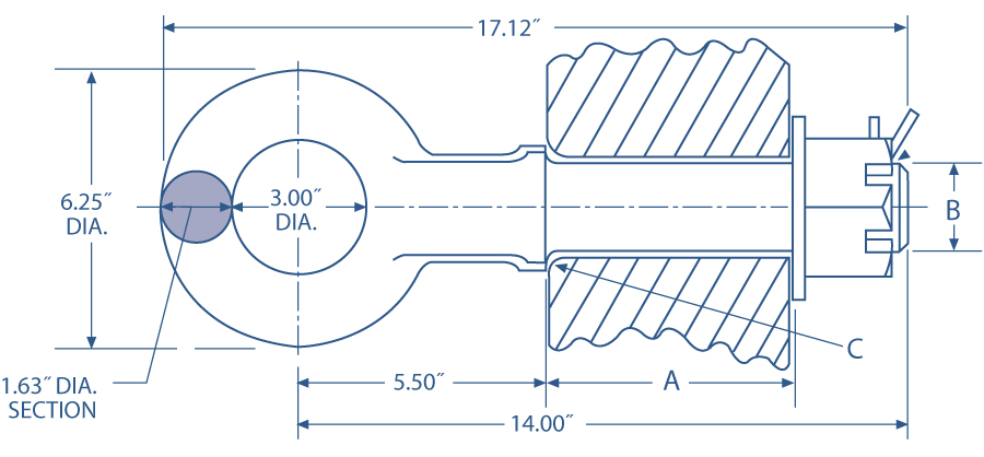 SAF Forged Steel Drawbar Towing Eye - Bolt in Style