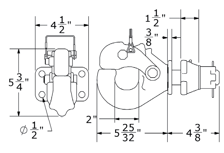 8t Swivel Mount Pintle Hook with Brackets, 4 Bolt Pattern, ADR Approved ...