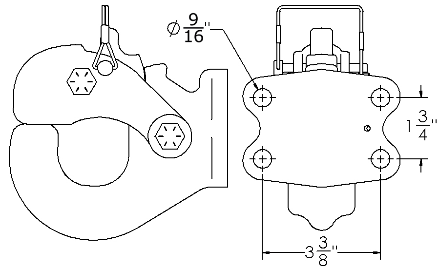 20t Rigid Mount Pintle Hook, 4 Bolt Pattern, ADR Approved - Wallace Forge