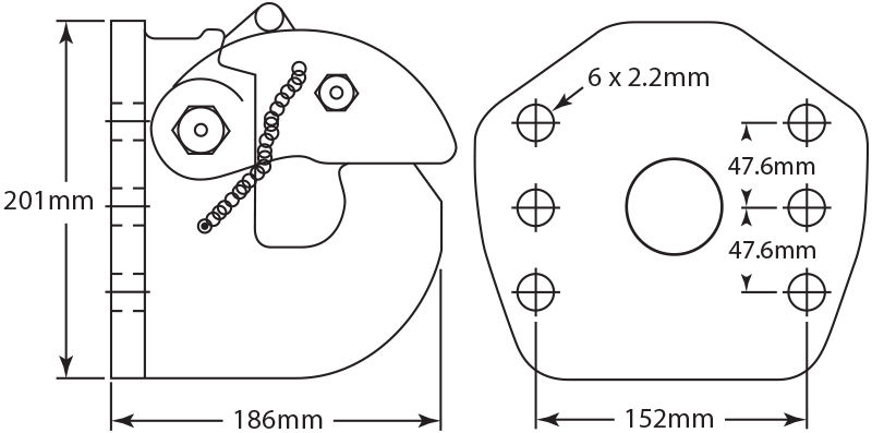 50t Rigid Pintle Hook (R50), 6 Bolt Pattern, ADR Approved with Air ...